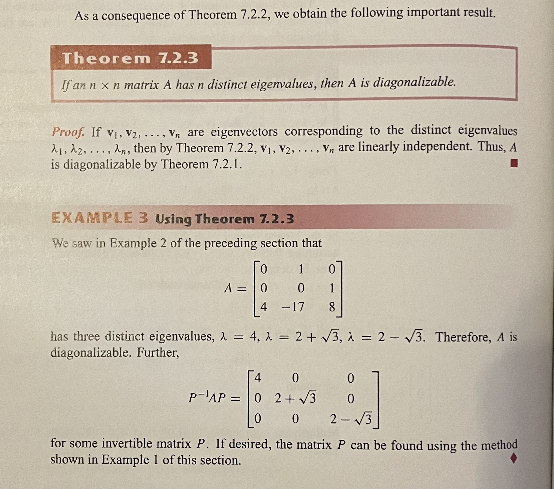 Solved EXAMAPLE 3 ﻿Using Theorem 7.2.3We saw in Example 2 | Chegg.com
