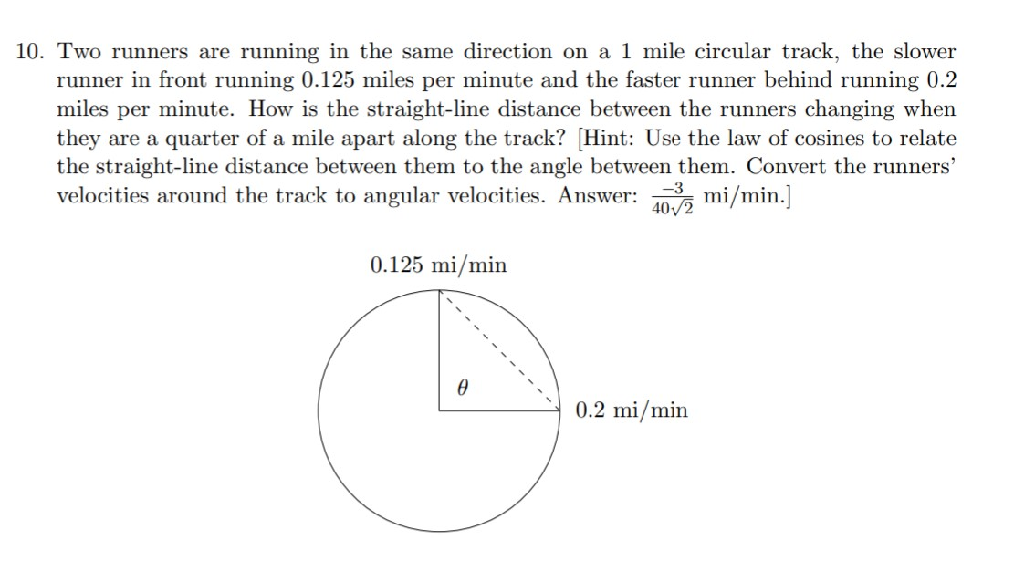 Solved 10. Two runners are running in the same direction on | Chegg.com