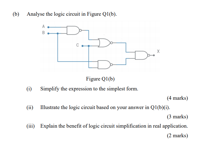 Solved Analyze the logic circuit in Figure Q1(b) (i) | Chegg.com