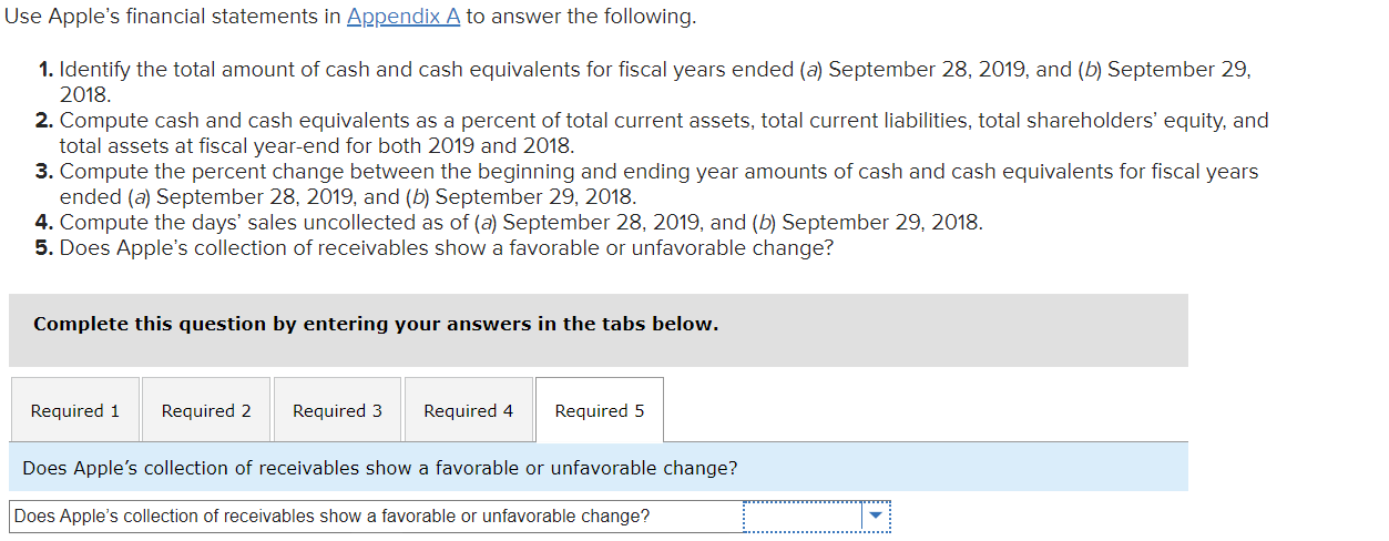 Solved Use Apple's financial statements in Appendix A to | Chegg.com