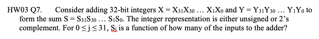 Solved HW03 Q6. Consider adding 32-bit integers X = X31X30 | Chegg.com