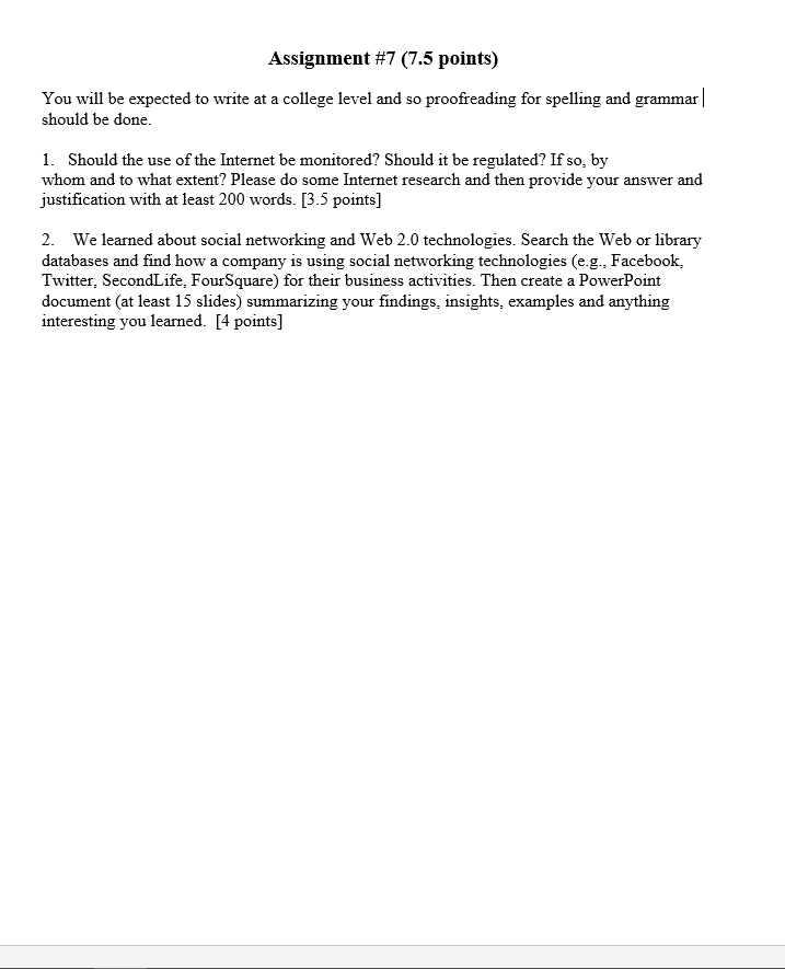 Solved Assignment #7 (7.5 points) You will be expected to | Chegg.com