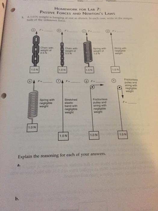 Solved HOMEWORK FOR LAB 7 PASSIVE FORCES AND NEWTON's LAws | Chegg.com