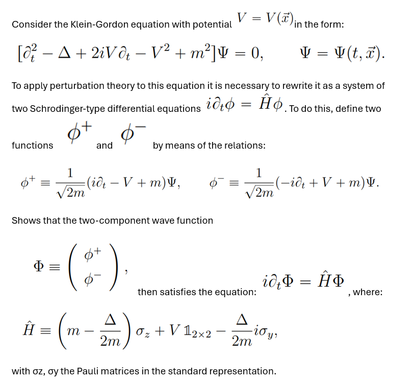 Solved Consider the Klein-Gordon equation with potential | Chegg.com