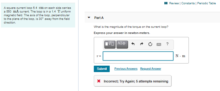 Solved Review Constants Periodic Table A square current loop | Chegg.com