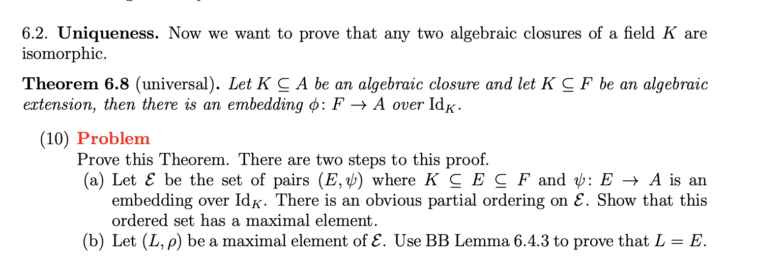 Solved 6.2. Uniqueness. Now we want to prove that any two | Chegg.com