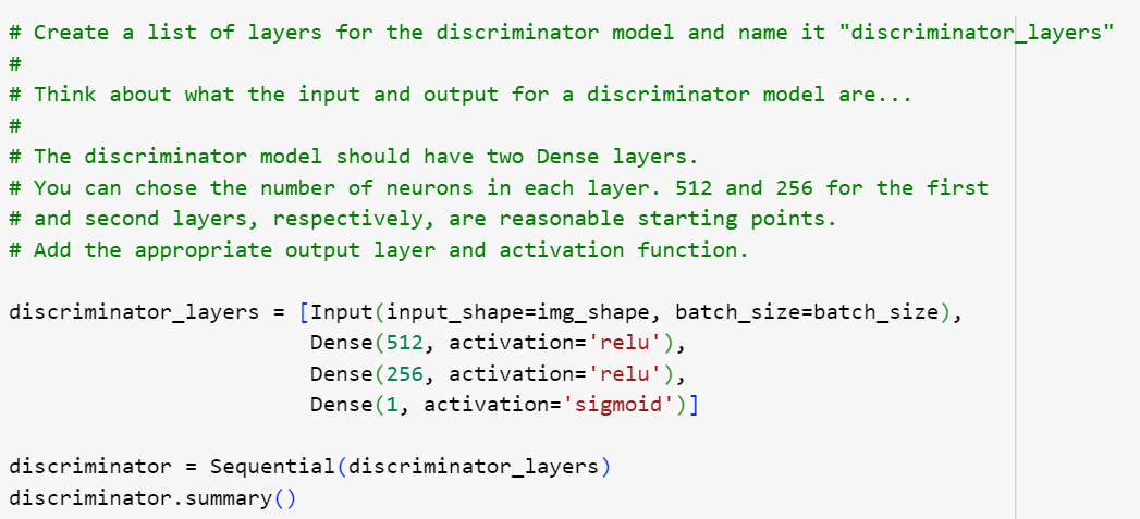 Solved Build the discriminator modelCreate a list of layers | Chegg.com