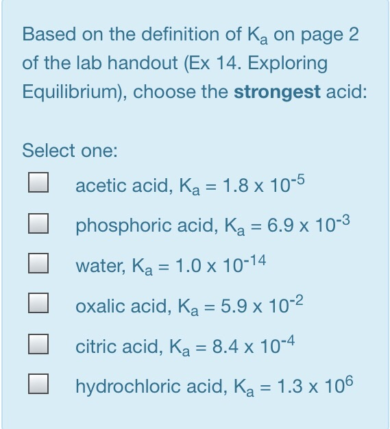 Solved Based on the definition of Ka on page2 of the lab | Chegg.com