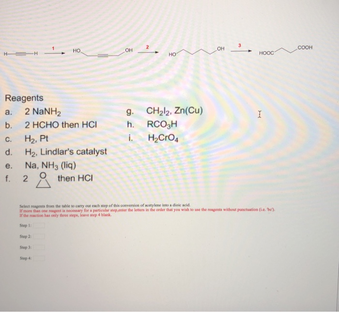 Solved но он Reagents a. 2 NaNH2 b. 2 HCHO then HCl c. H2, | Chegg.com