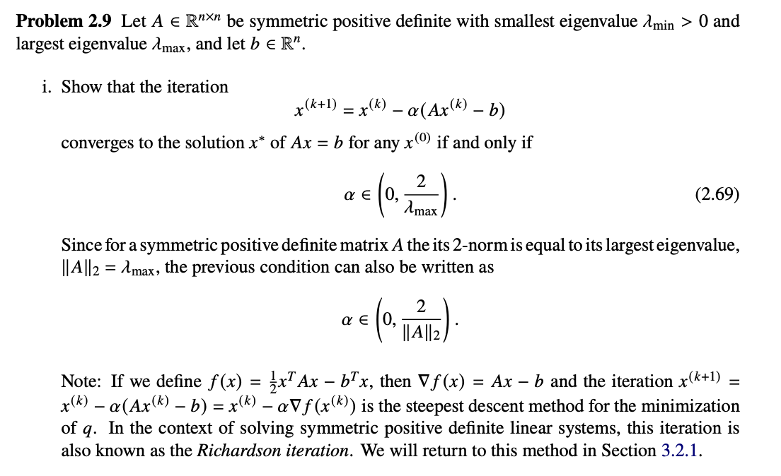 Solved Problem 2.9 Let A∈Rn×n be symmetric positive definite | Chegg.com