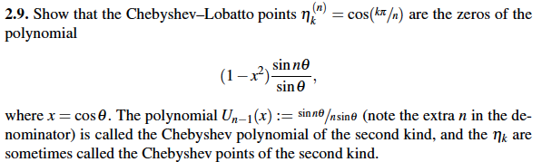Solved 2.9. Show that the Chebyshev-Lobatto points | Chegg.com