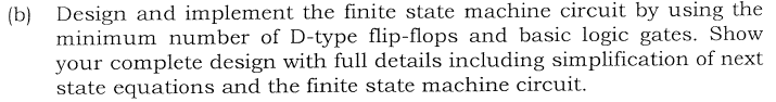 Solved Design A Clocked Synchronous Finite State Machine