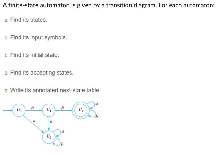 Solved A Finite State Automaton Is Given By A Transition