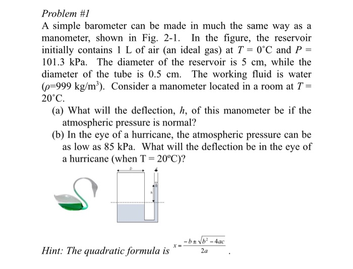 Solved Problem #1 A simple barometer can be made in much the | Chegg.com