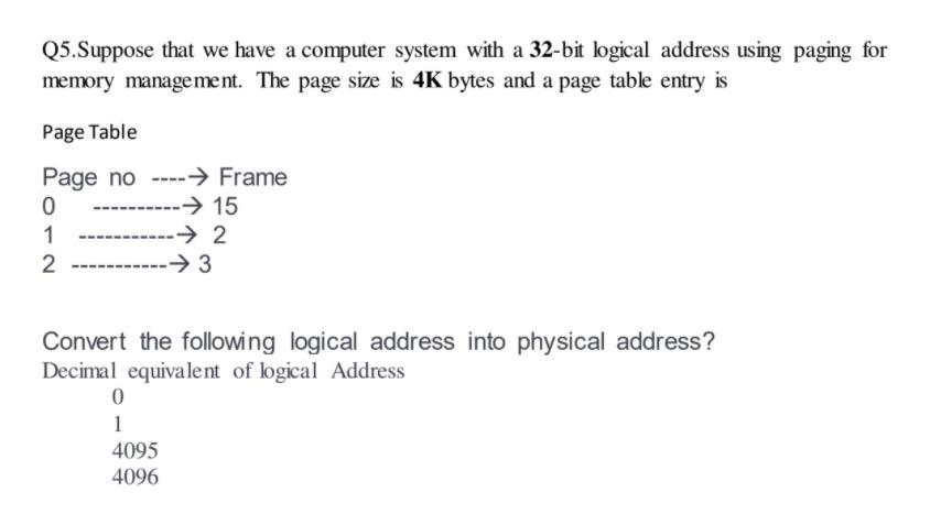 Solved Q5.Suppose that we have a computer system with a | Chegg.com