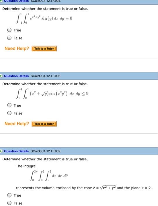 Solved Question Details SCalccc4 12.TF.004 Determine whether | Chegg.com