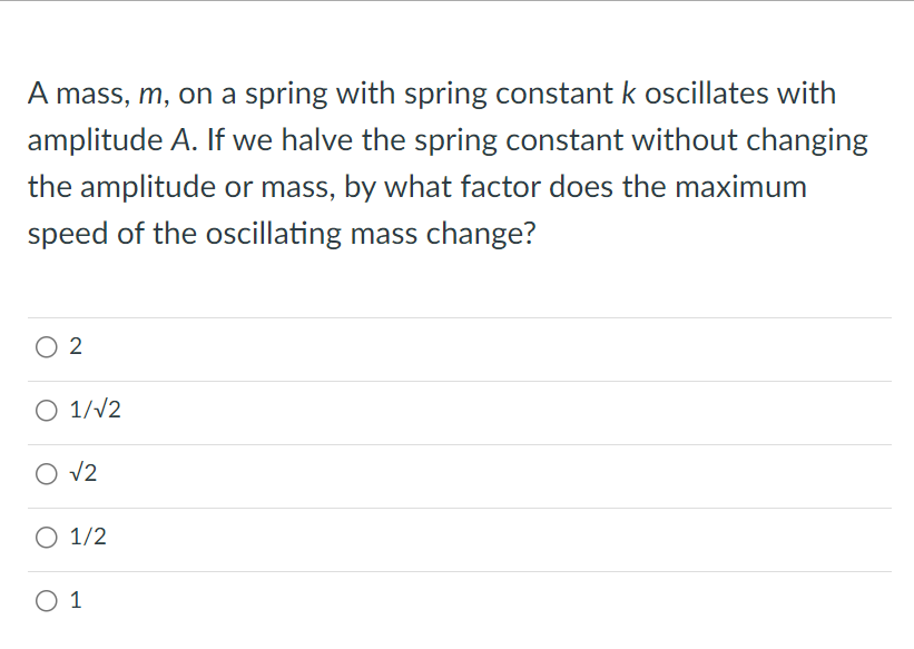 Solved A mass, m, on a spring with spring constant k | Chegg.com