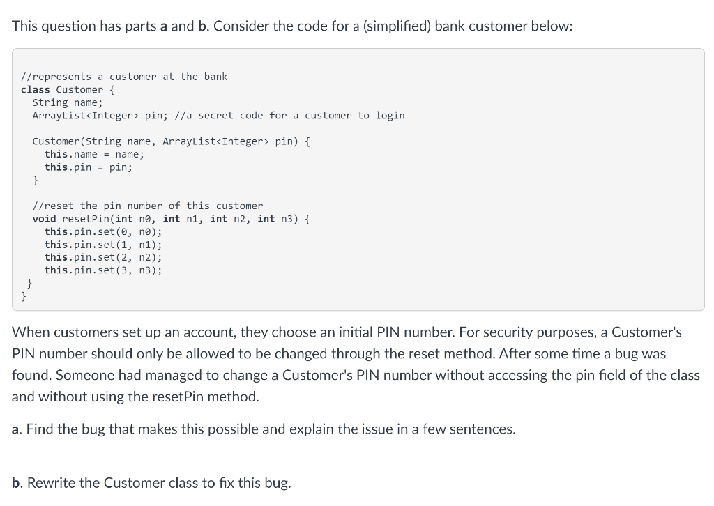 Solved This question has parts a and b. Consider the code | Chegg.com
