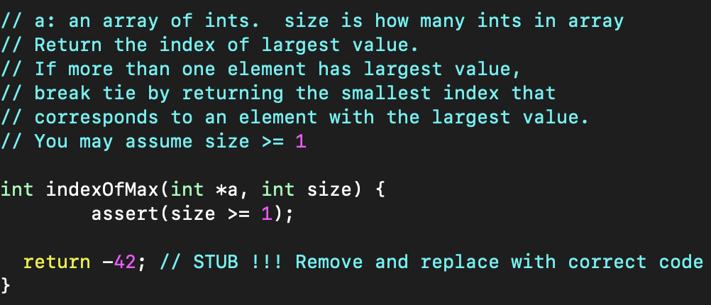 Solved // a: an array of ints. size is how many ints in | Chegg.com