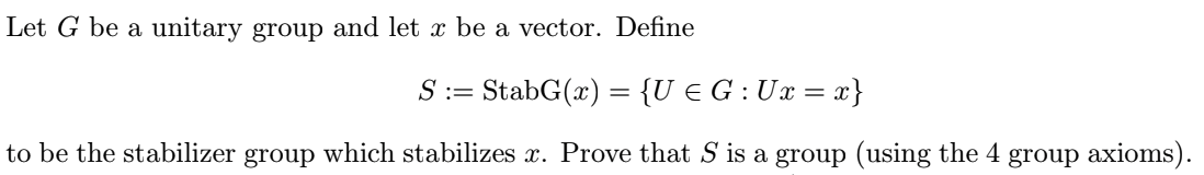 Solved Let G be a unitary group and let x be a vector. | Chegg.com