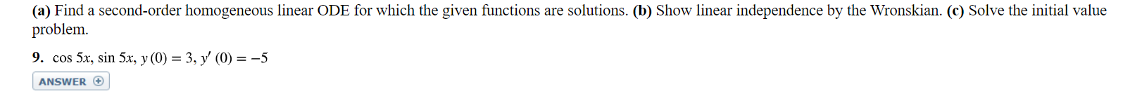 Solved (a) Find a second-order homogeneous linear ODE for | Chegg.com