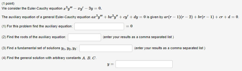 Solved We consider the Euler-Cauchy equation | Chegg.com