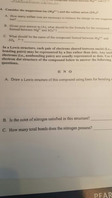 Solved Compound lormed between Mg and CE? 4. Consider the | Chegg.com