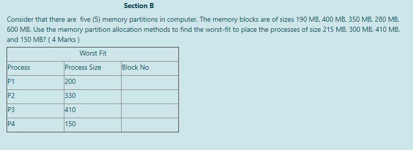 Solved Section B Consider that there are five (5) memory | Chegg.com