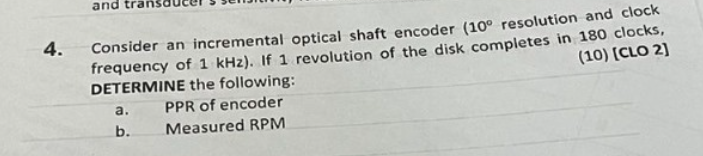 Solved 4. Consider an incremental optical shaft encoder (10∘ | Chegg.com