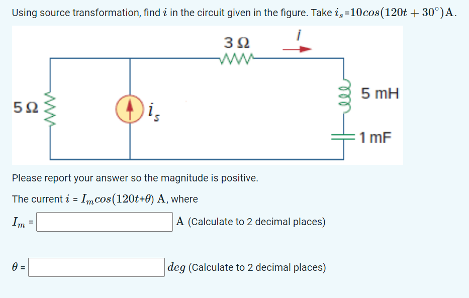 Solved Using source transformation, find i ﻿in the circuit | Chegg.com