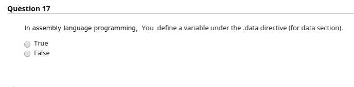 Solved Question 19 The following is a valid data definition | Chegg.com