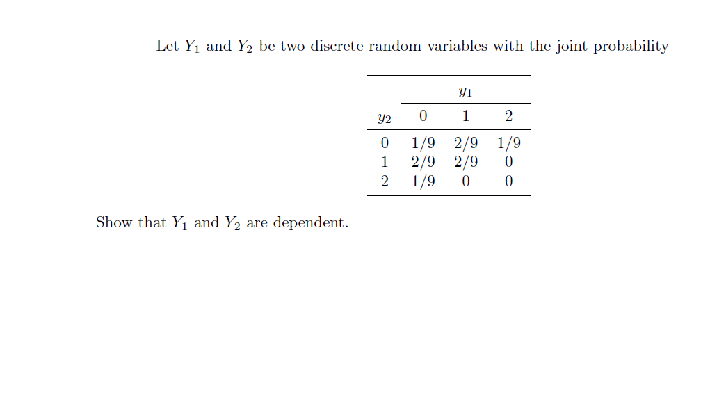 Solved Let Y¡ and Y2 be two discrete random variables with | Chegg.com