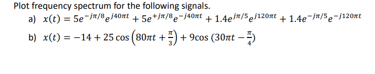 Solved Plot Frequency Spectrum For The Following Signals A