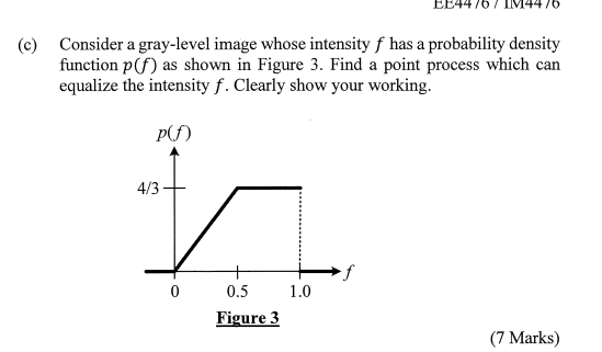 Solved (c) ﻿Consider a gray-level image whose intensity f | Chegg.com