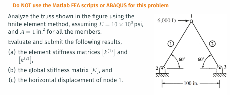 Solved Do NOT use the Matlab FEA scripts or ABAQUS for this | Chegg.com