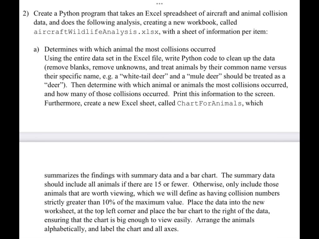 2) Create a Python program that takes an Excel | Chegg.com