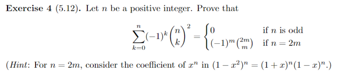 Solved Exercise 4(5.12). Let n be a positive integer. Prove | Chegg.com