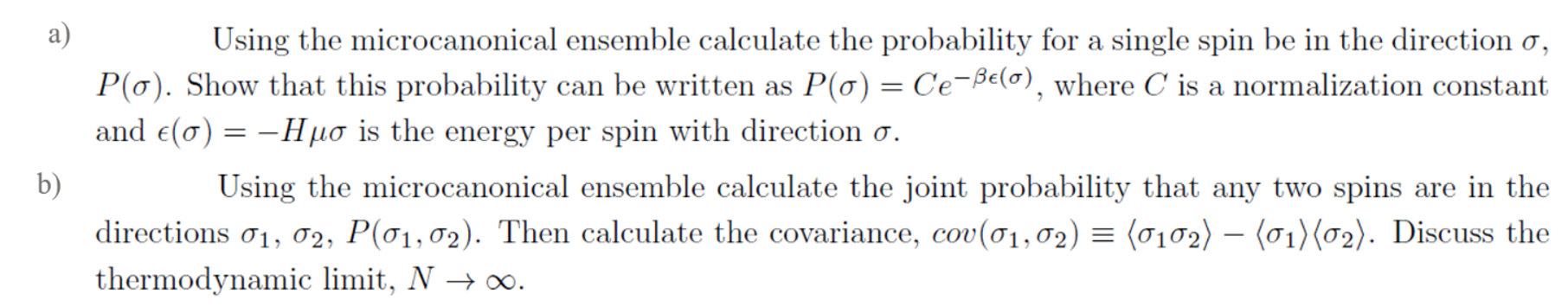 a) = a = Using the microcanonical ensemble calculate | Chegg.com