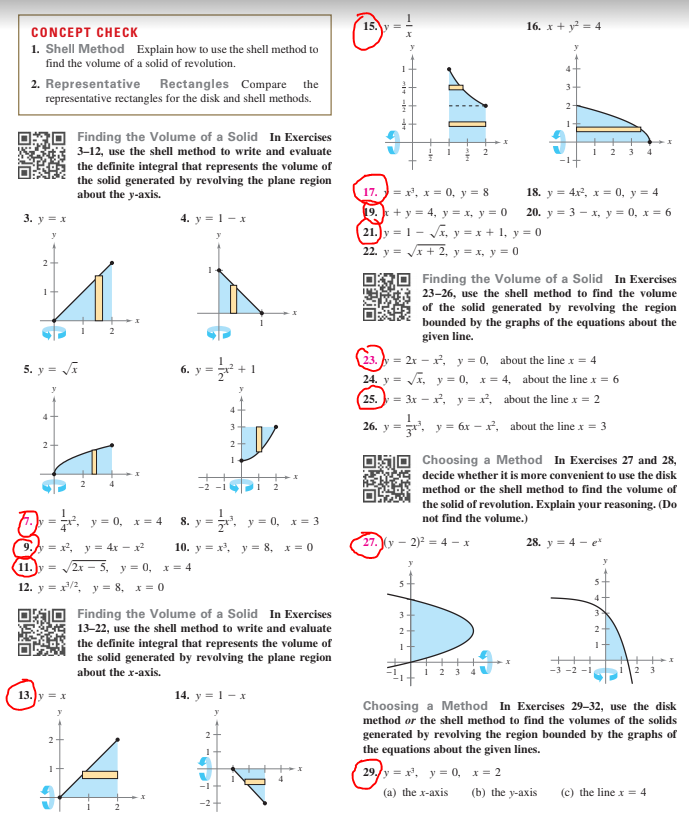 Solved 15. 16. x + y2 = 4 CONCEPT CHECK 1. Shell Method | Chegg.com