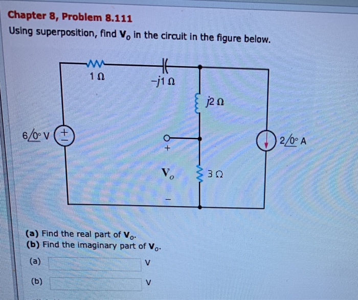 Solved Chapter 8, Problem 8.111 Using superposition, find Vo | Chegg.com