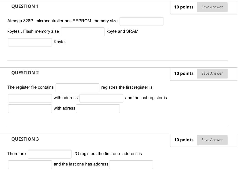 Solved Atmega 328P microcontroller has EEPROM memory size | Chegg.com