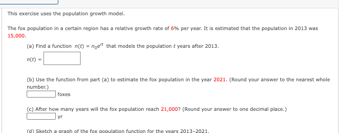 Solved This Exercise Uses The Population Growth Modelthe 4522