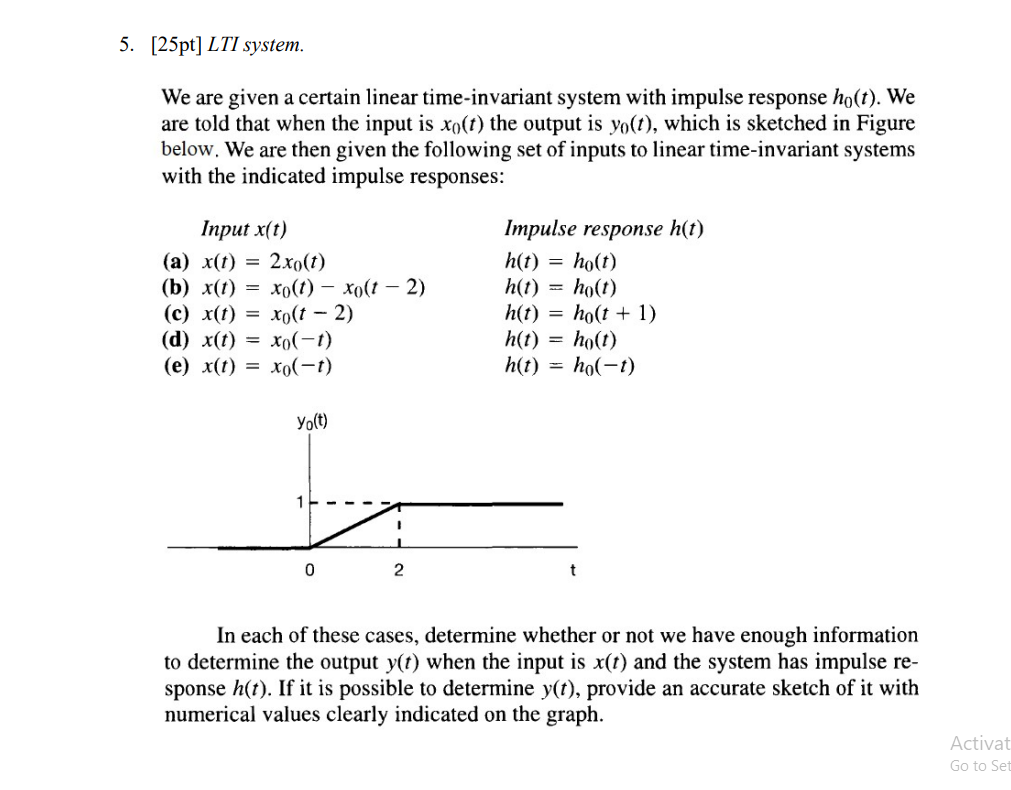 Solved [25pt] ﻿LTI system.We are given a certain linear | Chegg.com