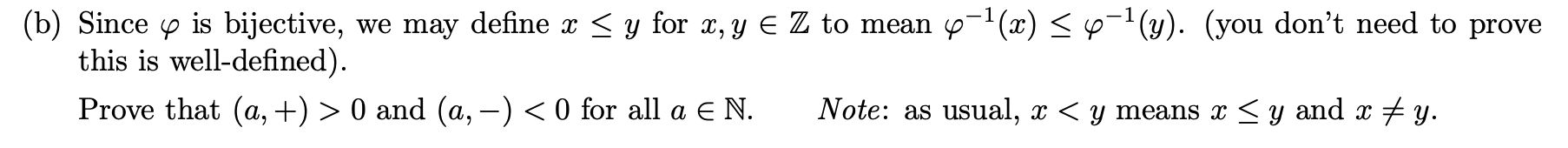 Z={(x,+)∣x∈N}⋃{(x,−)∣x∈N}⋃{0} Define addition as | Chegg.com
