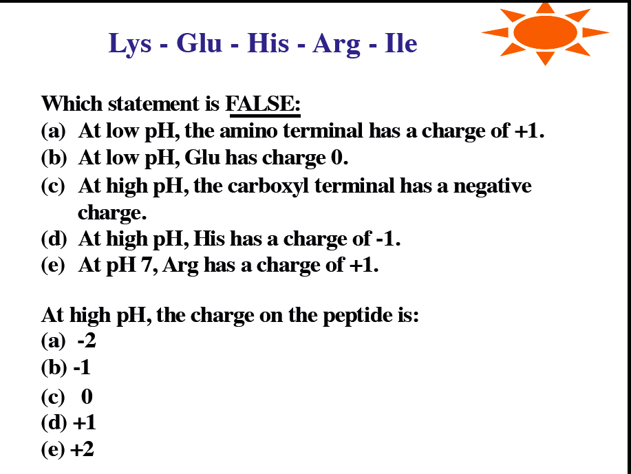 Solved Lys - Glu - His - Arg - Ile Which statement is FALSE: | Chegg.com
