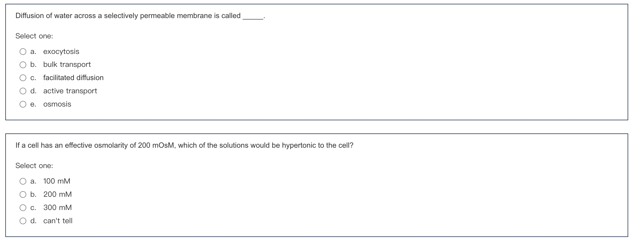 Solved Diffusion of water across a selectively permeable | Chegg.com