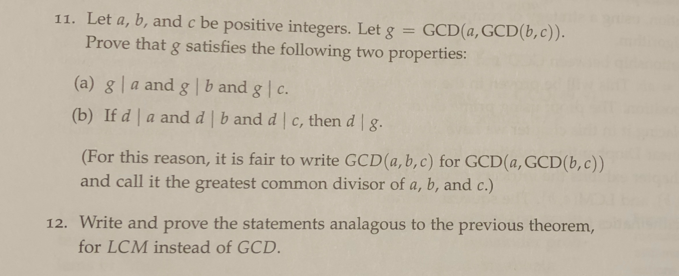 Solved 11. Let a, b, and c be positive integers. Let g = | Chegg.com