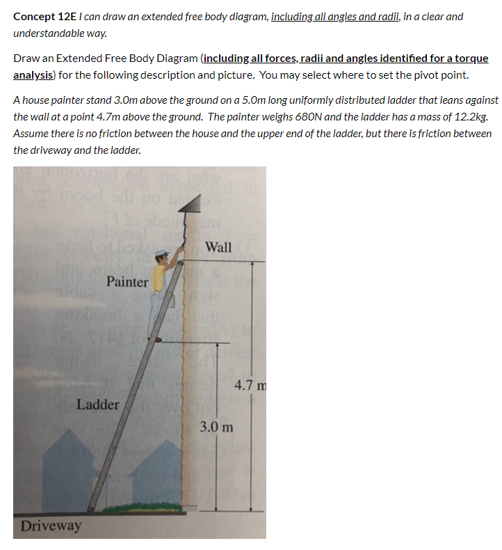 Solved Concept 12E I can draw an extended free body diagram, | Chegg.com