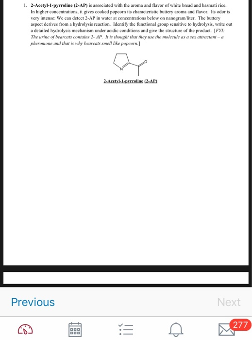 Solved 1. 2-Acetyl-1-pyrroline (2-AP) is associated with the | Chegg.com