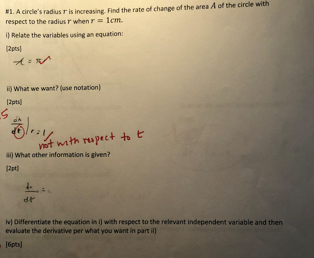 Solved 41. A circle's radius r is increasing. Find the rate | Chegg.com